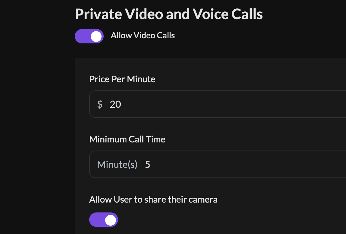 Private Video and Voice Calls - FansyMe Help